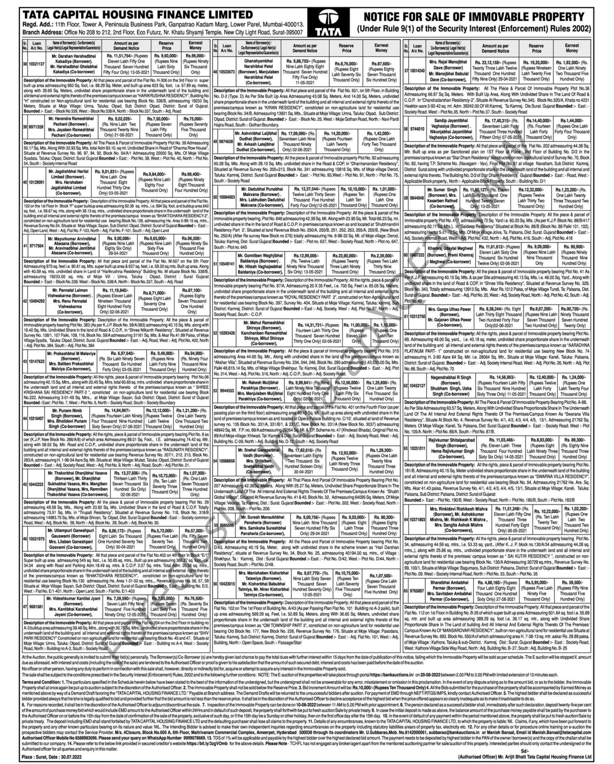 Flat at Village: Umra, Taluka: Olpad, Sub District: Olpad, District ...