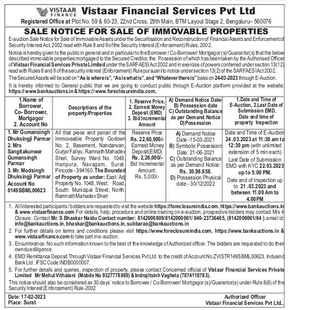 Commercial Property at Haripura, Navagam, Surat – BankAuctions.in
