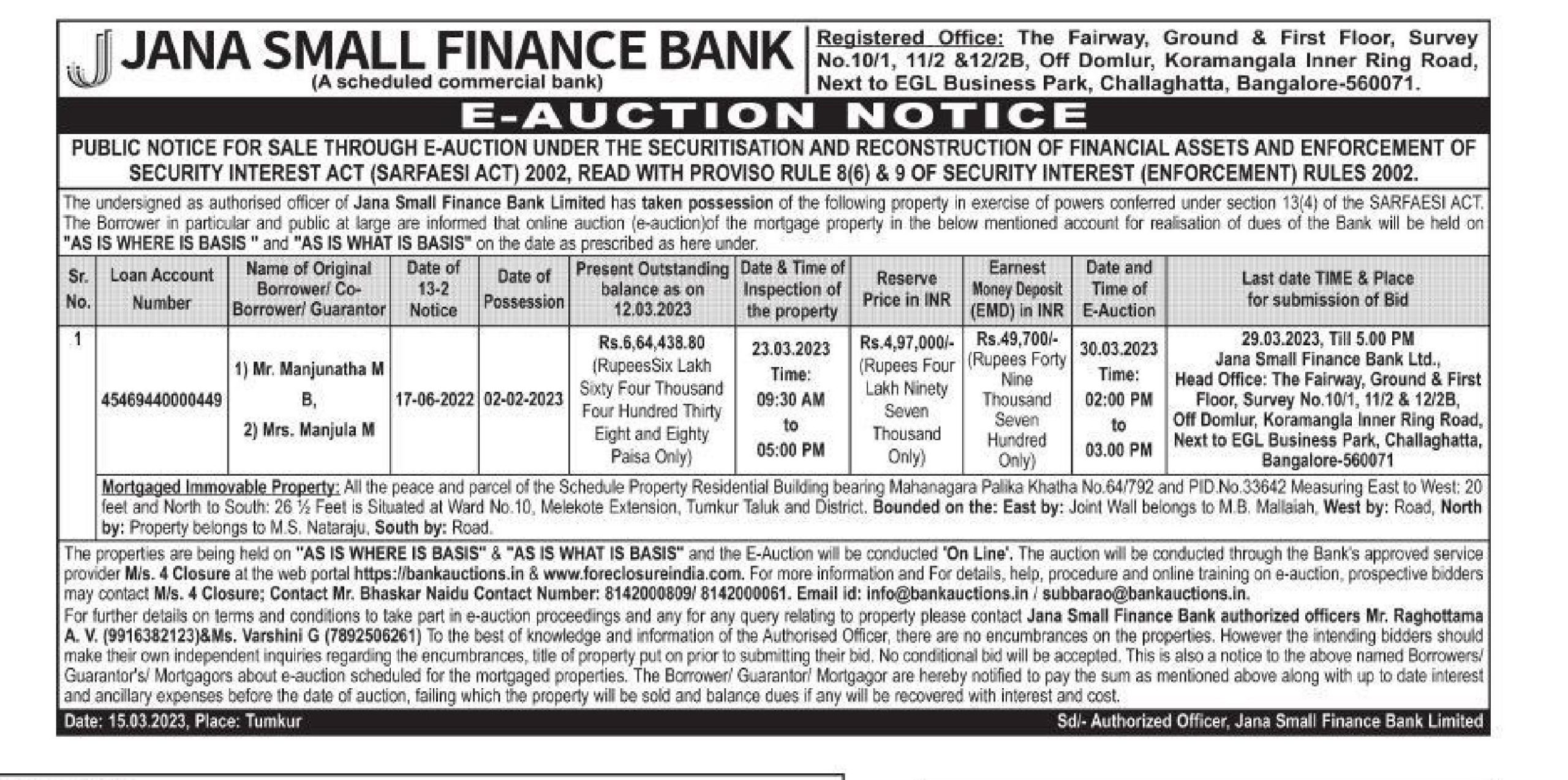 House at Melekote Extension, Tumkur Taluk and District. – BankAuctions.in