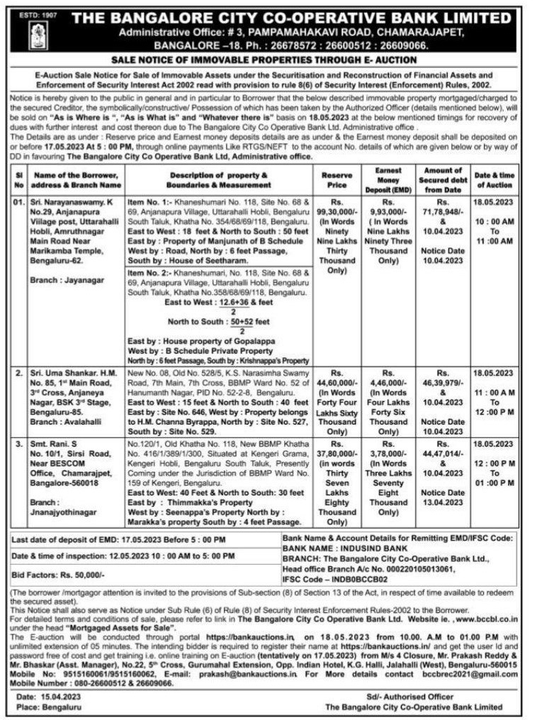 Plot at Hanumanth Nagar, Bengaluru. – BankAuctions.in