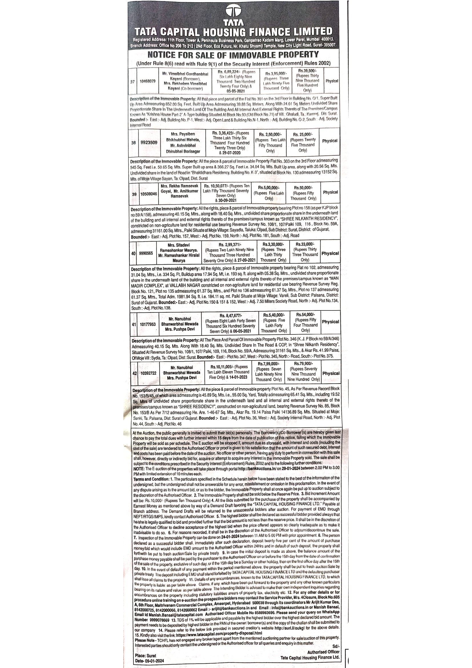 Flat at Moje Village: Umra , Taluka: Olpad, Sub District: Olpad ...